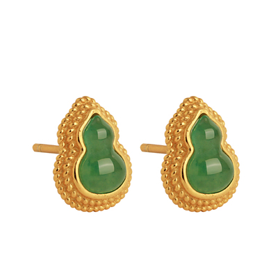 小银匠天然非洲翡纯银小葫芦耳钉