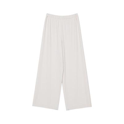 易菲垂坠感白色宽松阔腿裤