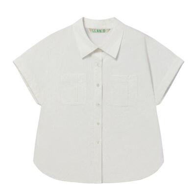 LLANO宽松通勤单排扣短袖小飞袖