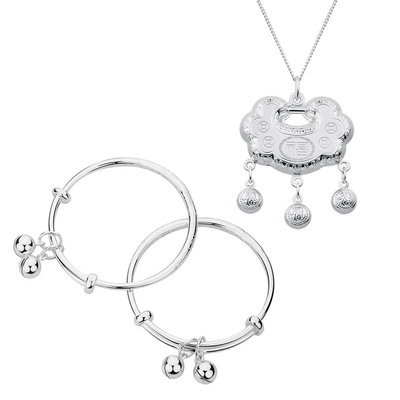 顺庆银楼足银宝宝三件套礼物