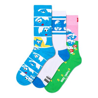 【2026新款】Happy Socks X 蓝精灵联名中筒袜个性可爱百搭袜子潮