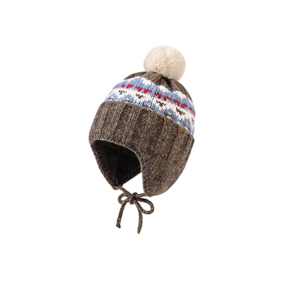 费尔岛风复古毛球针织帽