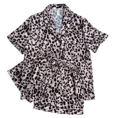 女士冰丝缎面夏季短袖短裤套装