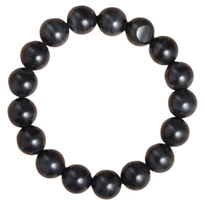 新疆和田玉聚墨籽料青花圆珠手串