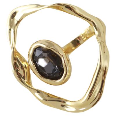 几何线条镶嵌单颗锆石戒指女生