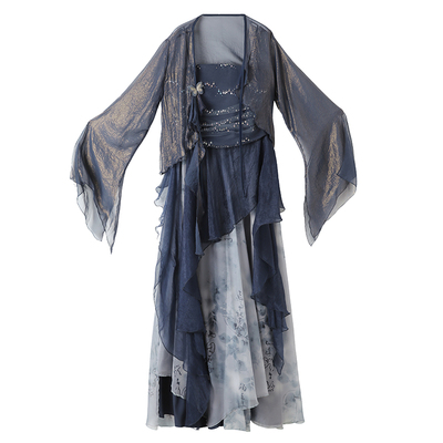 物美价廉亮片吊带水墨国风舞蹈服