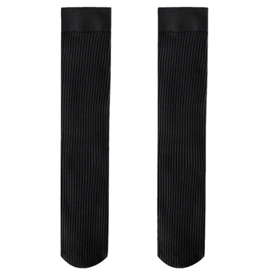 2双女士黑色纯棉薄款长筒袜