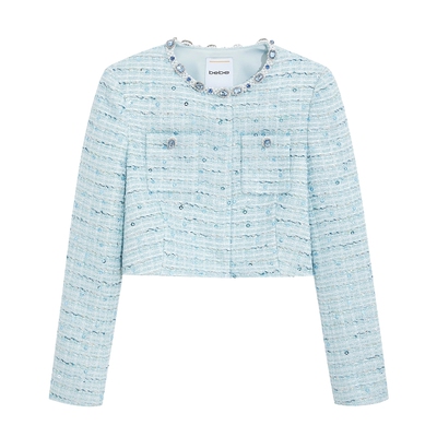 【博主同款】bebe2026春季新款女士气质小香风粗花呢短外套140304