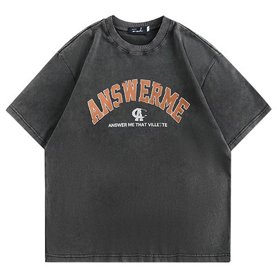 美式重磅字母印花短袖T恤男女