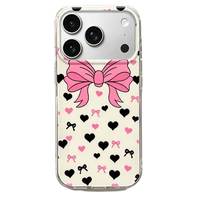 Heart Bow Phone Case with Hand Strap 适用 iPhone 17 Pro Max 16 15 14 Fashion Bracelet Cover