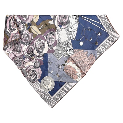 重磅花萝！双面异色桑蚕丝丝巾国风艺术风披肩女丝巾围巾65中方巾