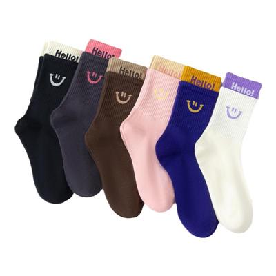 袜子女中筒纯色棉袜2025秋冬新款爆款夏天拼色白黑色运动跑步长袜