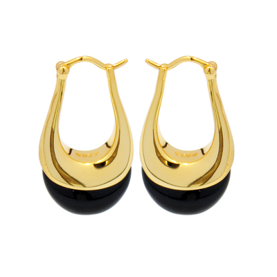 JX I Curve 曲线 欧美极简静奢风天然黑玛瑙水晶银耳环耳饰女小众