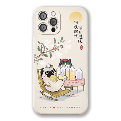 吾皇猫早日退休磁吸插画可降解壳