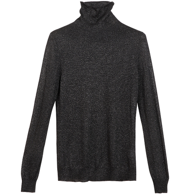 cicidream羊毛高领针织衫金属丝