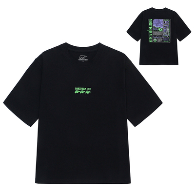 诺思山户外休闲宽松短袖T恤女夏薄棉弹力图案运动半袖4724