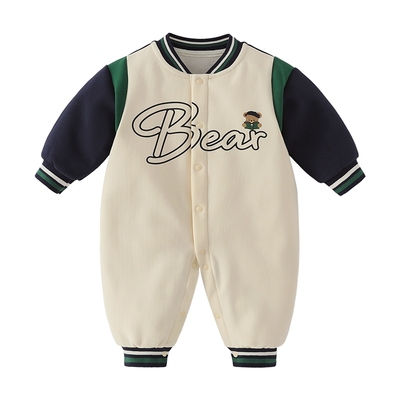 婴儿冬季连体衣新生儿冬款爬服冬装婴童秋冬加绒运动潮男宝宝哈衣