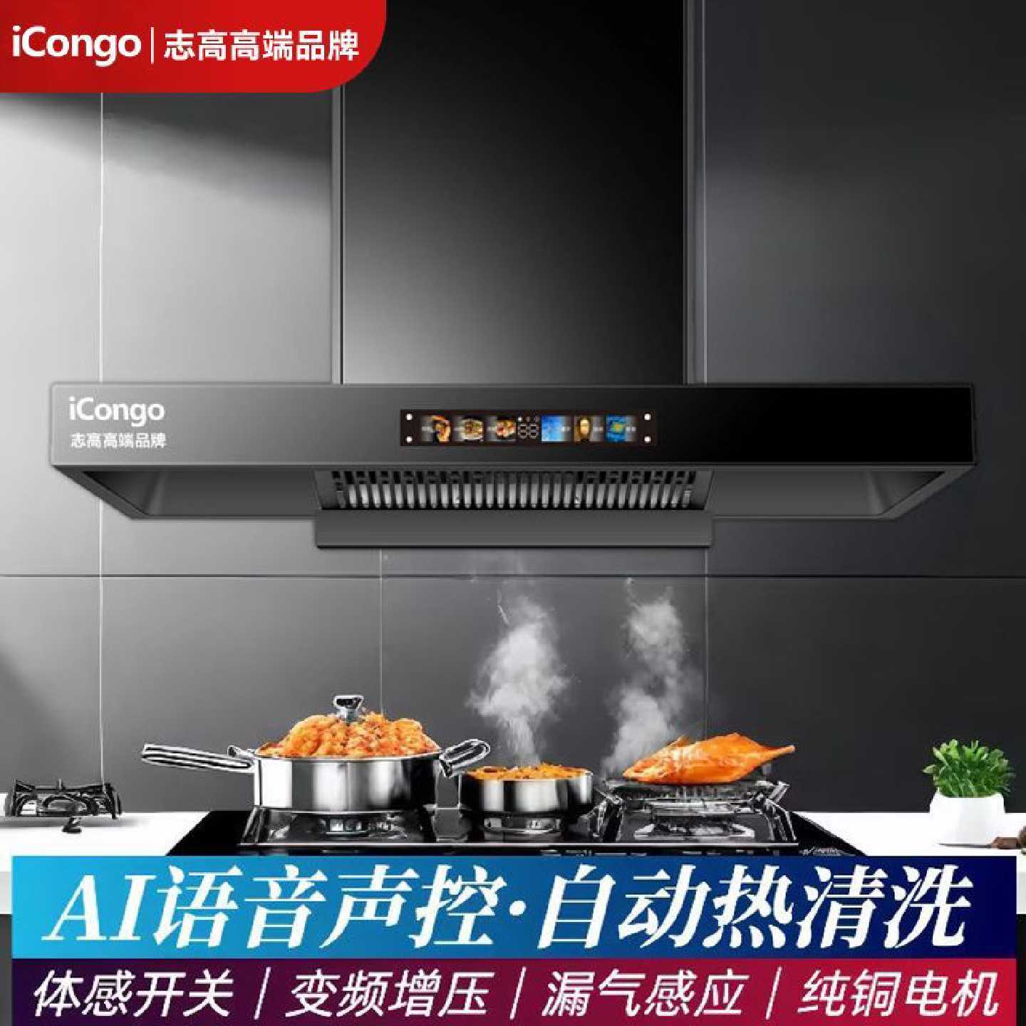 icongo志高高端品牌油烟机顶吸式大吸力油烟机家用厨房欧式烟机