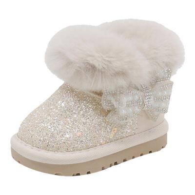 女宝宝雪地靴亮片毛毛鞋