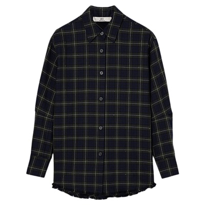 【商场同款】HPLY荷比俪2025冬新女经典翻领复古美式格纹衬衫外套