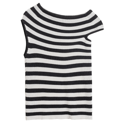 和纸纱套头斜肩背心女