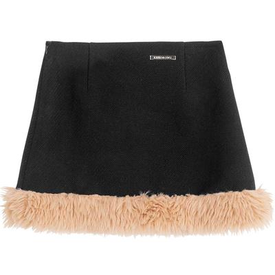 凯莉欧毛绒撞色包臀A字半身裙