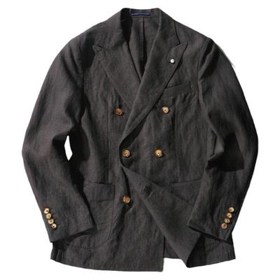 通勤春季双排扣标准牛角扣