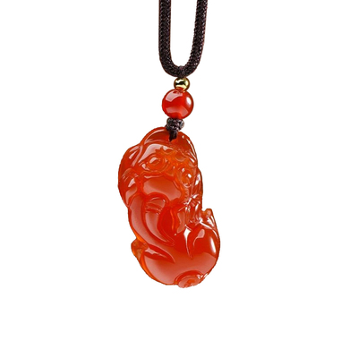 遇见普陀山红玛瑙貔貅吊坠男女款项链缺火补火财运貔貅钥匙扣挂件