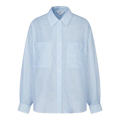 MOUSSY 2025夏季新品简约通勤条纹宽松轻薄长袖衬衫028ISA30-1005