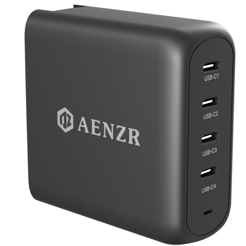 Aenzr恩泽130W氮化镓GaN充电器4C桌面充四口usb-c充电站适用手机PD快充大功率typec充电头双c口多口苹果100瓦_虎窝淘