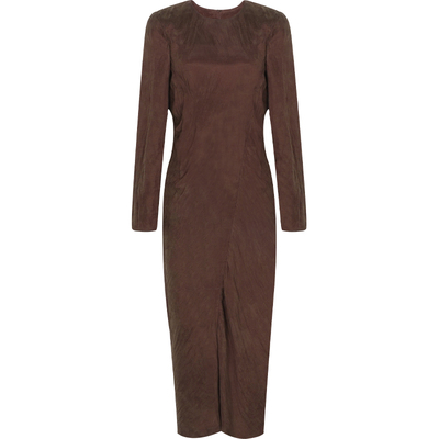 SUPERR垂坠感喇叭长袖圆领长裙