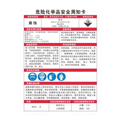硝酸危险化学品安全周知卡职业危害告知警示牌油漆盐酸硫酸氢氧化钠危化品安全技术说明书MSDS标志标识贴定制