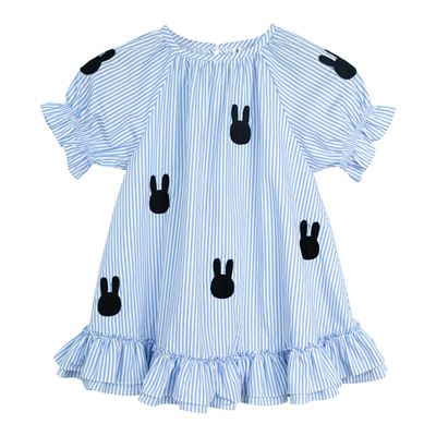 Deiniol女原创兔子条纹连衣裙夏