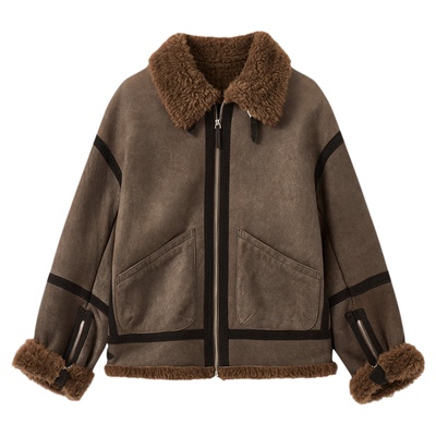 进口美利奴羊皮毛一体外套