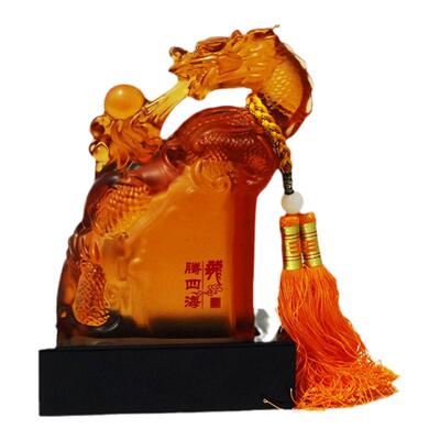 龙腾四海琉璃白玉印章春节礼品