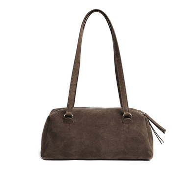 真皮牛皮麂皮绒秋冬复古保龄球包