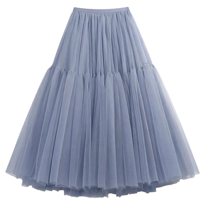 High waisted spliced mesh puffy skirt 高腰拼接抽褶网纱蓬蓬裙