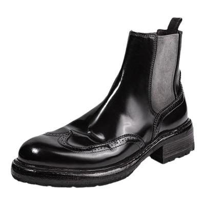 dreambox钧博vibram高档意大利马臀皮女靴手工布洛克雕花切尔西靴