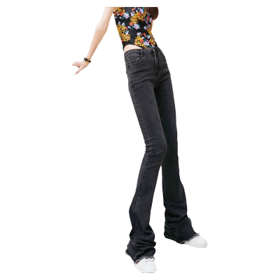 超腿模修身微喇提臀显瘦加长牛仔