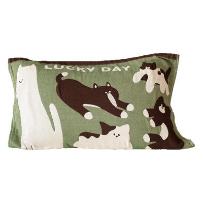 慵懒猫咪枕巾纯棉一对装