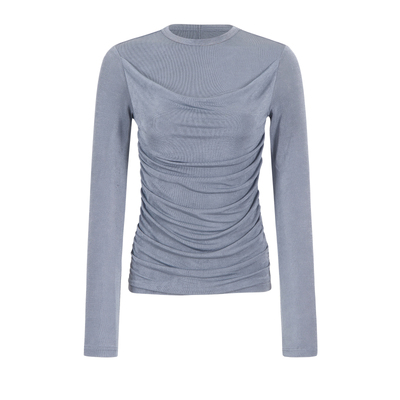 假两件荡领针织T恤减龄修身上衣