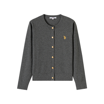 U.S. POLO ASSN.商场同款 宽松绵羊毛针织开衫女秋季长袖老钱毛衣