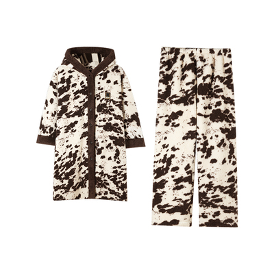 可人儿冬季羊羔绒女士连帽睡袍韩系加厚保暖可外穿珊瑚绒家居服