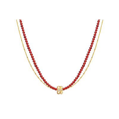 ARSIS蛇纹祥瑞双环项链红色新款