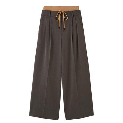 SNIDEL系带双腰头直筒休闲裤