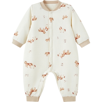 英氏爬服秋冬纯棉哈衣长袖连体衣