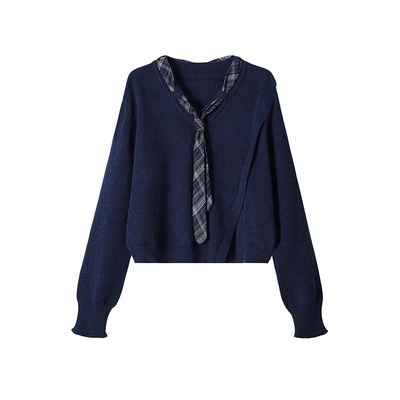 新款秋季小众时尚温柔度假气质两件套韩系显瘦学院风V领上衣半裙