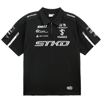 STK SmallTownKid F1方程式拼接赛车POLO短袖T恤美式运动风潮流T