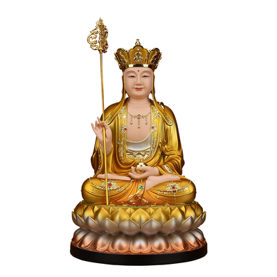 南无地藏王菩萨佛像家用供奉树脂铜彩九华山地藏像体真身佛堂摆件
