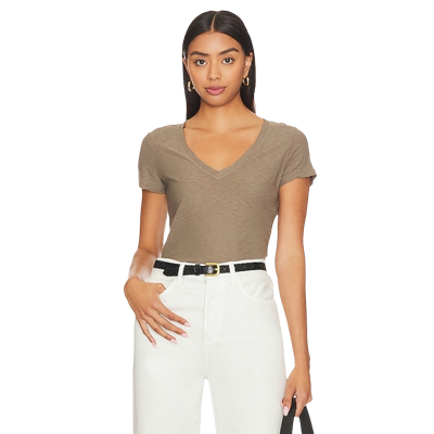 赵露思同款 James Perse T恤简约V领短袖上衣REVOLVE小众新款内搭